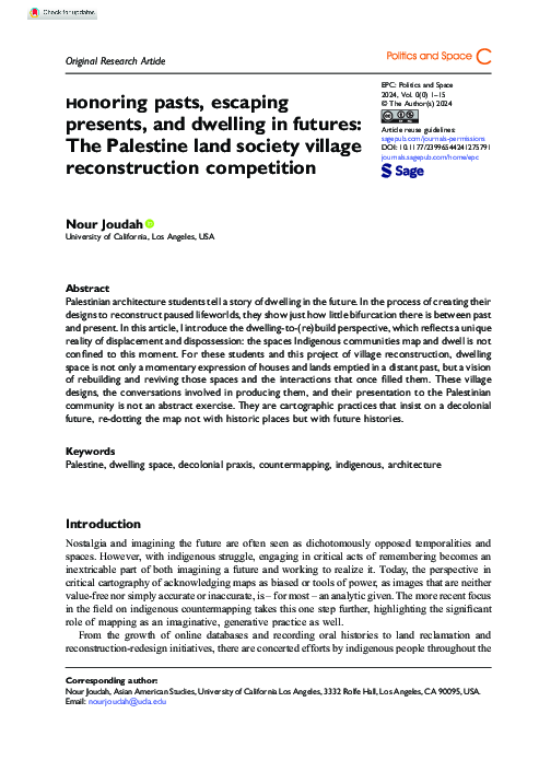 (PDF) Honoring Pasts, Escaping Presents, and Dwelling in Futures: The Palestine Land Society ...