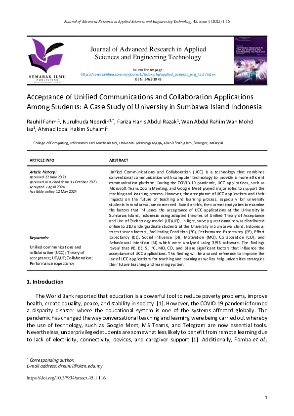 (PDF) Acceptance of Unified Communications and Collaboration Applications Among Students: A Case ...