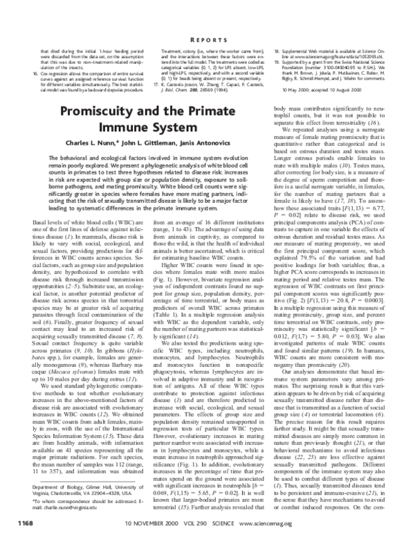 (PDF) Promiscuity and the Primate Immune System | John Gittleman ...