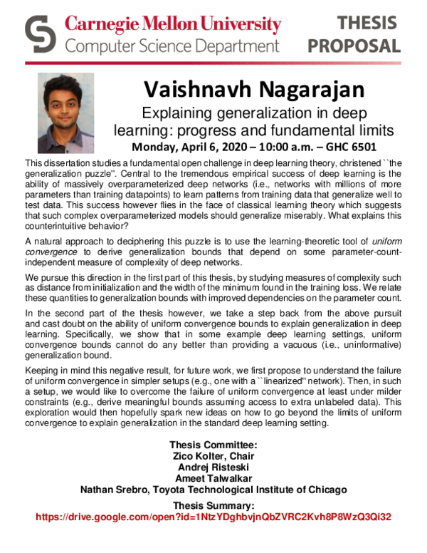 (PDF) Explaining generalization in deep learning: progress and fundamental limits