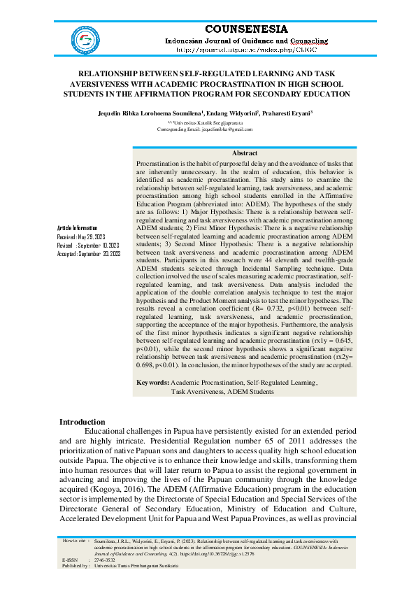 (PDF) Relationship Between Self-Regulated Learning and Task ...