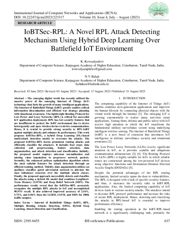 (PDF) IoBTSec-RPL: Hybrid DL for RPL Attack Detection