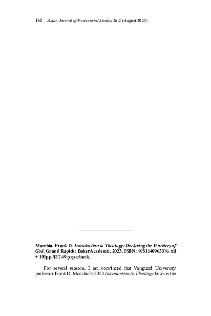 (PDF) Monte Lee Rice - Macchia, Frank D. Introduction to Theology ...