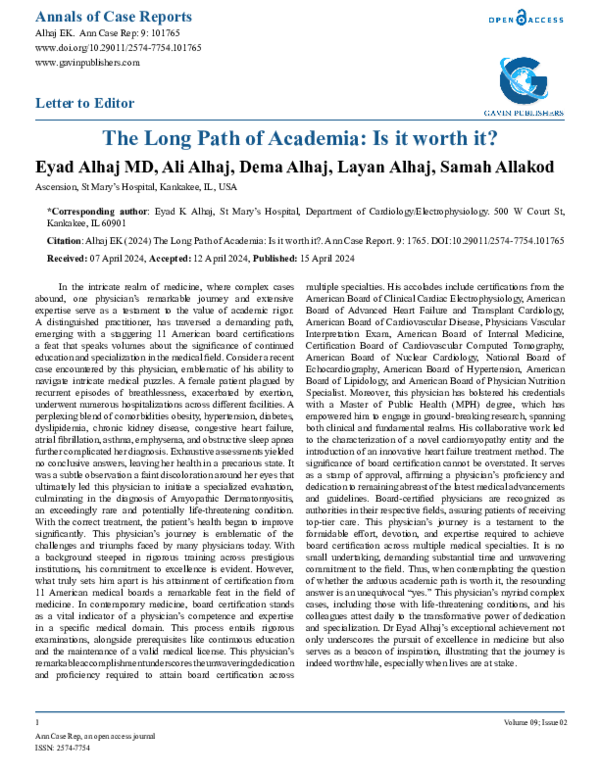 (PDF) The Long Path of Academia: Is it worth it?