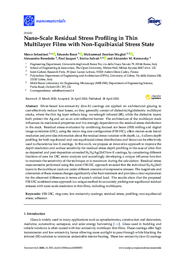 (PDF) Nano-Scale Residual Stress Profiling in Thin Multilayer Films ...