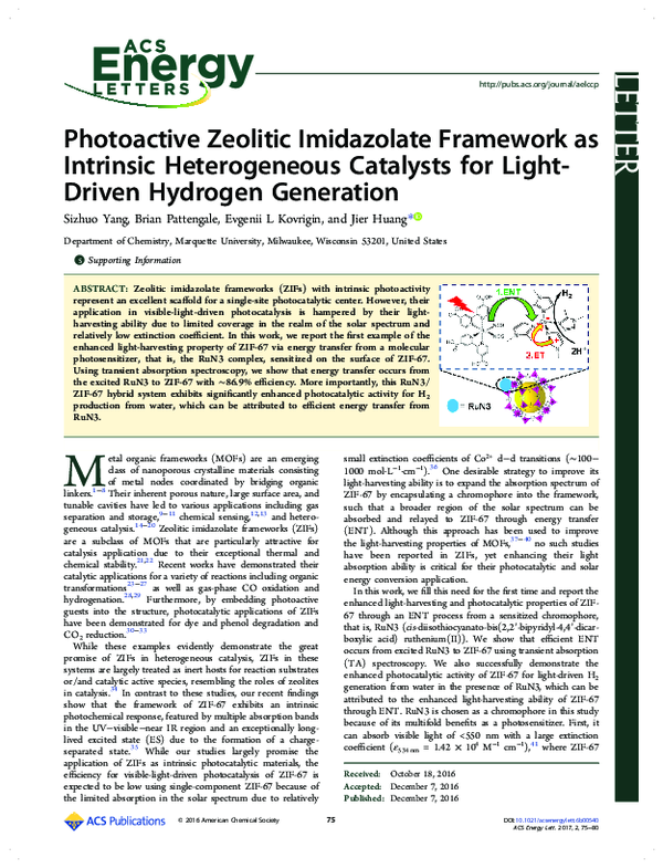 (PDF) Photoactive Zeolitic Imidazolate Framework as Intrinsic Heterogeneous Catalysts for Light ...