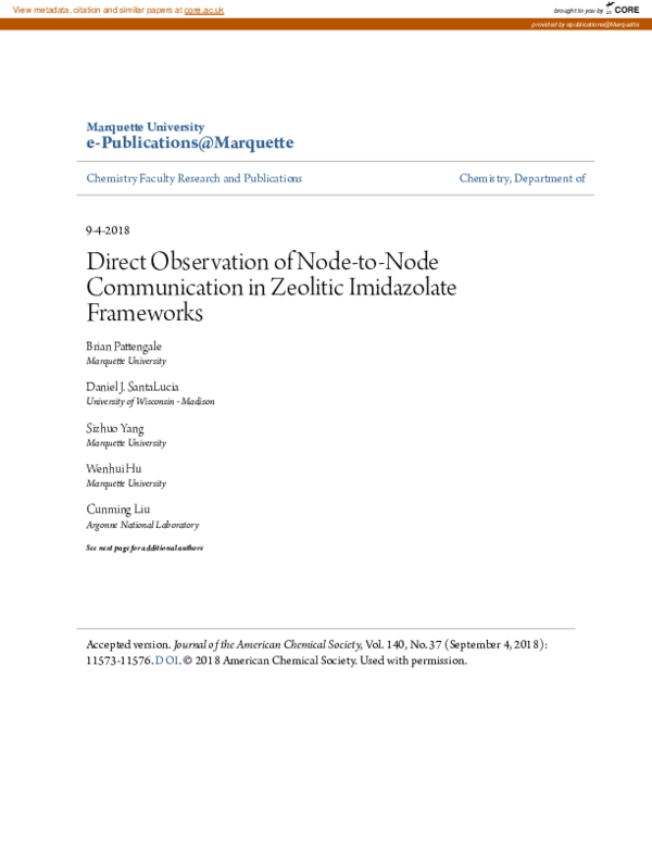 (PDF) Direct Observation of Node-to-Node Communication in Zeolitic ...