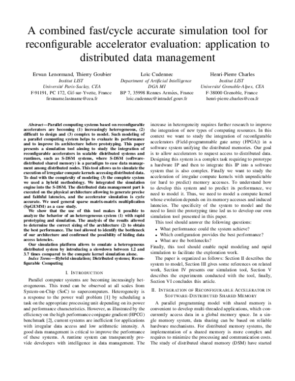 (PDF) A combined fast/cycle accurate simulation tool for reconfigurable accelerator evaluation ...
