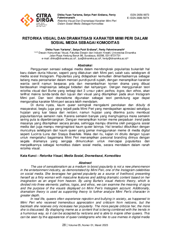 (PDF) Retorika Visual dan Dramatisasi Karakter Mimi Peri dalam Sosial ...