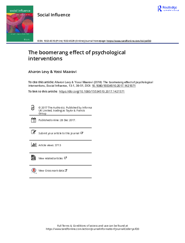 (PDF) The boomerang effect of psychological interventions