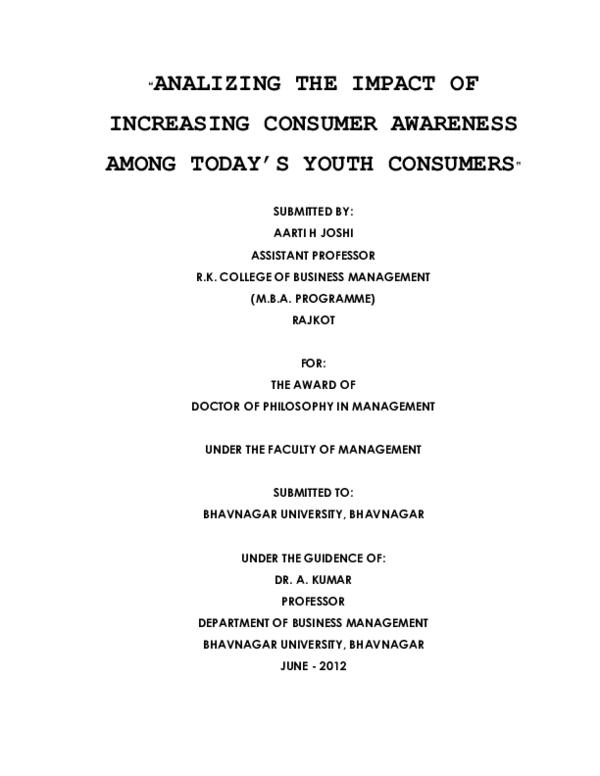 (PDF) Analizing the impact of increasing consumer awareness among today ...