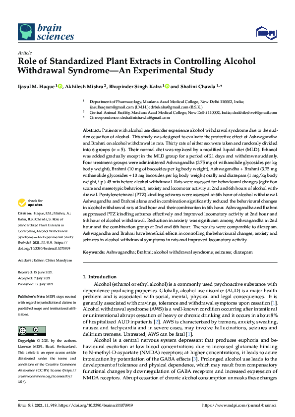 (PDF) Role of Standardized Plant Extracts in Controlling Alcohol ...