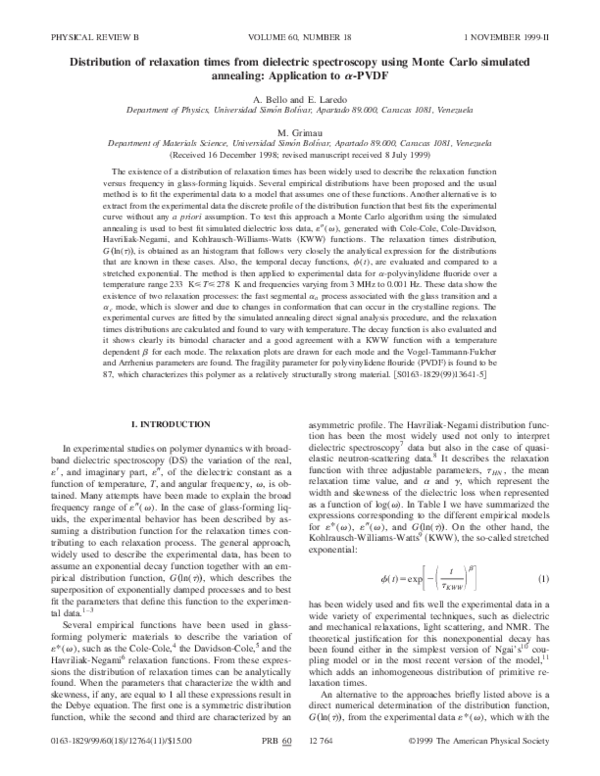 (PDF) Distribution of relaxation times from dielectric spectroscopy ...