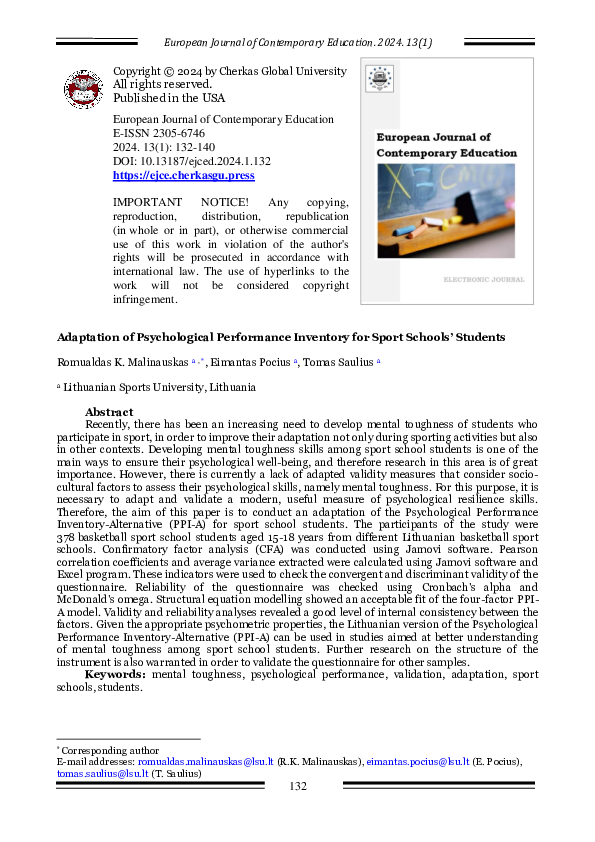 (PDF) Adaptation of Psychological Performance Inventory for Sport ...