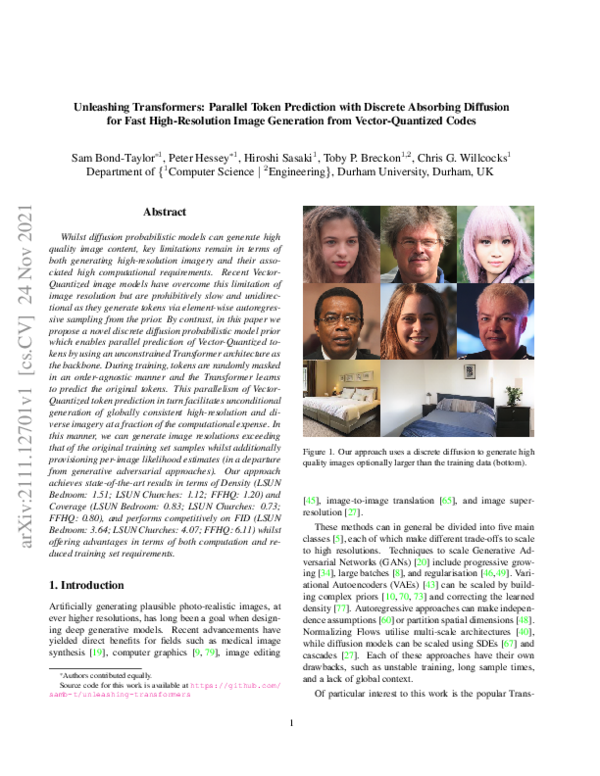 (PDF) Unleashing Transformers: Parallel Token Prediction with Discrete Absorbing Diffusion for ...