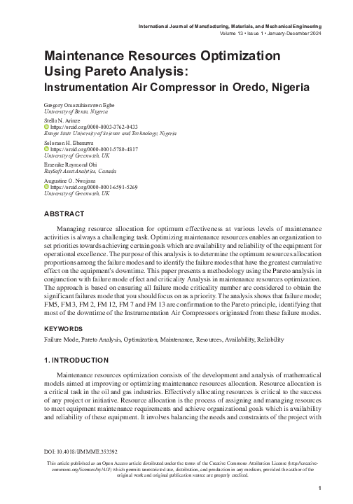 (PDF) Maintenance Resources Optimization Using