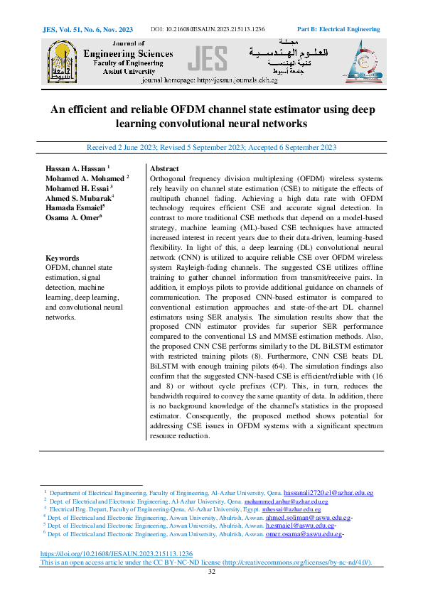 (PDF) An efficient and reliable OFDM channel state estimator using deep learning convolutional ...