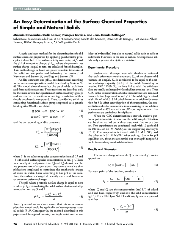 (PDF) An Easy Determination of the Surface Chemical Properties of ...