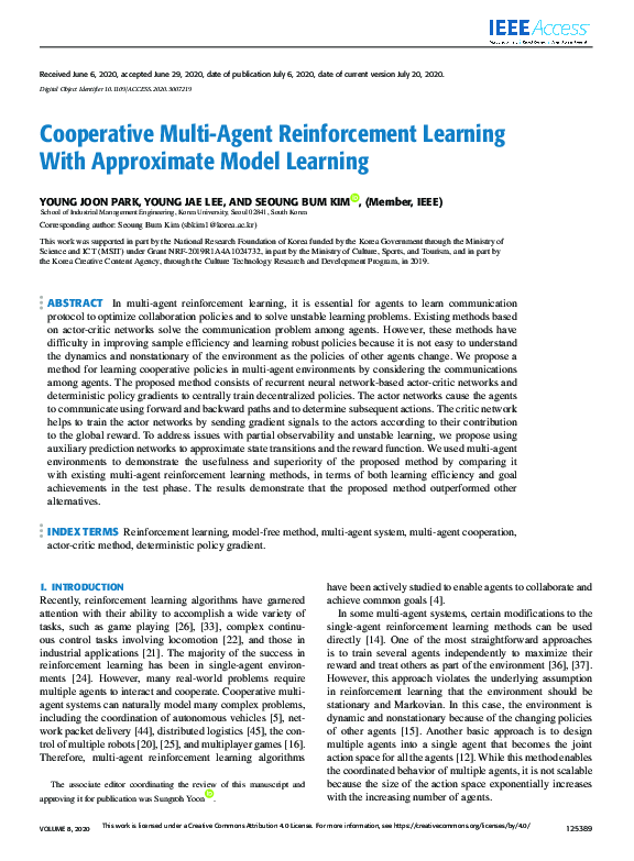 (PDF) Cooperative Multi-Agent Reinforcement Learning for Multi-Component Robotic Systems ...