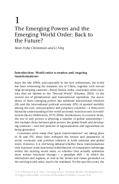 (PDF) Emerging Powers, Emerging Markets, Emerging Societies