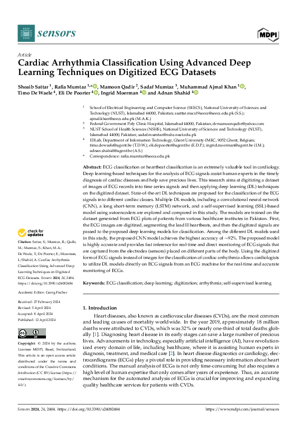 Pdf Cardiac Arrhythmia Classification Using Advanced Deep Learning