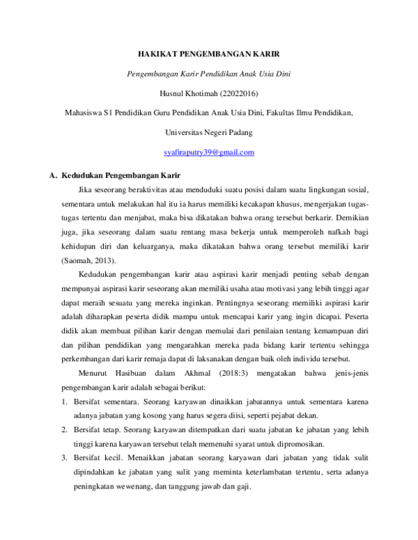 (PDF) HAKIKAT PENGEMBANGAN KARIR