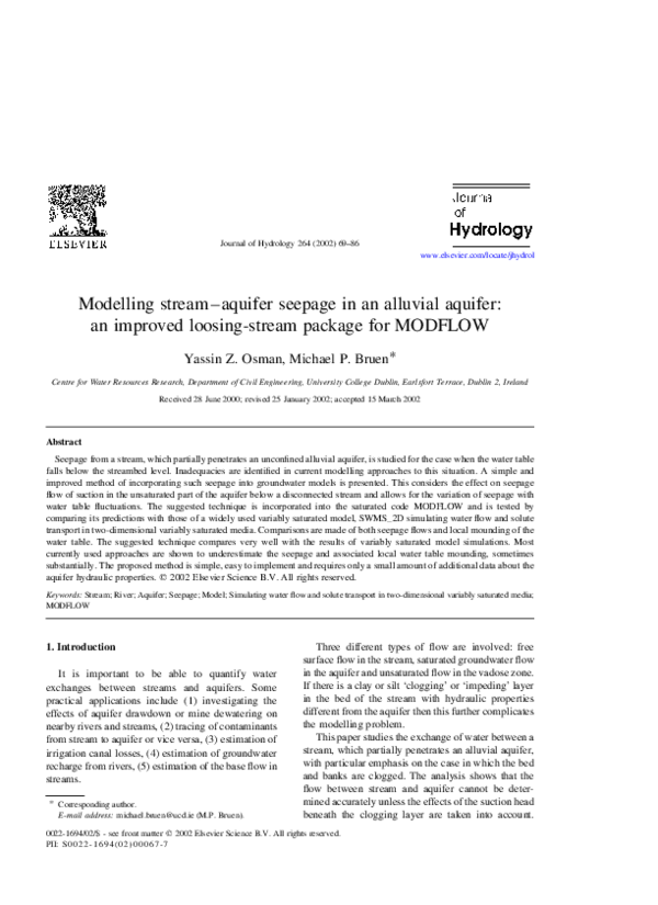 (PDF) Modelling stream–aquifer seepage in an alluvial aquifer: an improved loosing-stream ...