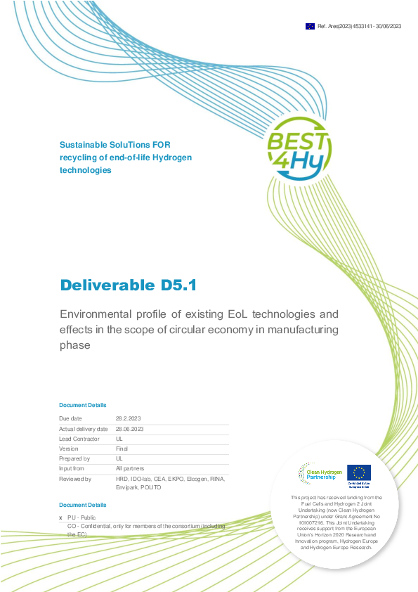 (PDF) Environmental profile of existing EoL technologies - LCI/LCA Study