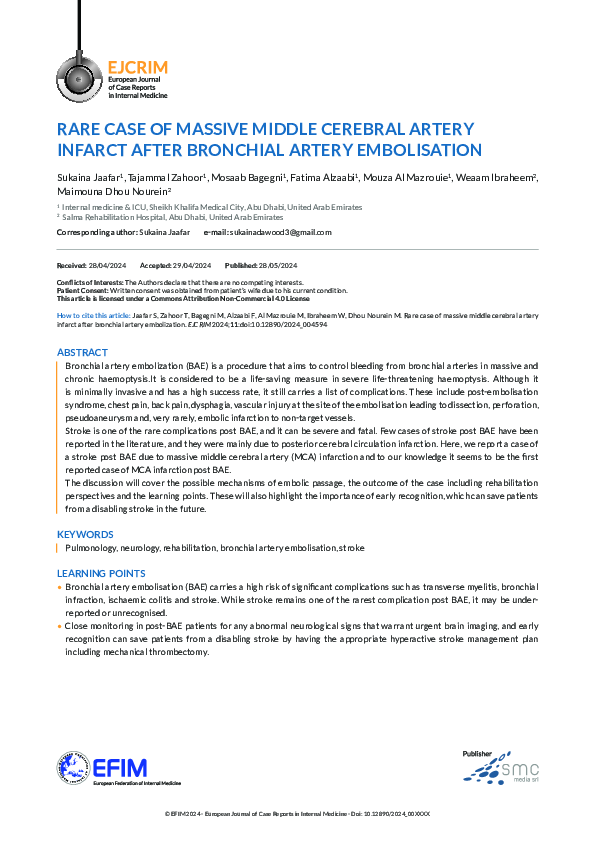 (PDF) Rare case of massive middle cerebral artery infarct after ...