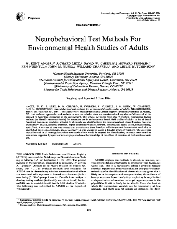 (PDF) Neurobehavioral test methods for environmental health studies of ...