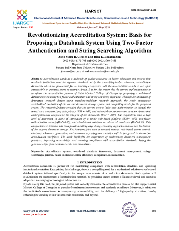 (PDF) Revolutionizing Accreditation System: Basis for Proposing a Databank System Using Two ...