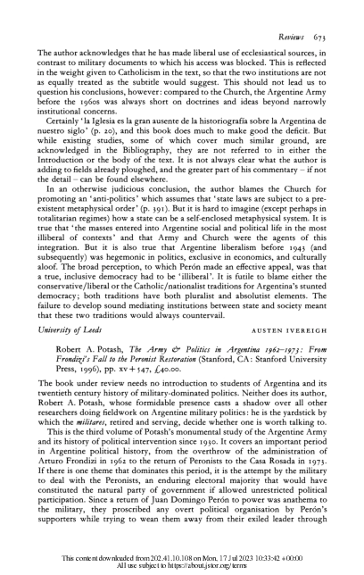 (PDF) Robert A. Potash, The Army & Politics in Argentina 1962–1973 ...