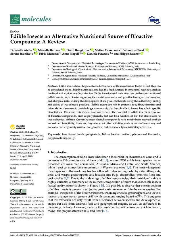(PDF) Edible Insects an Alternative Nutritional Source of Bioactive ...