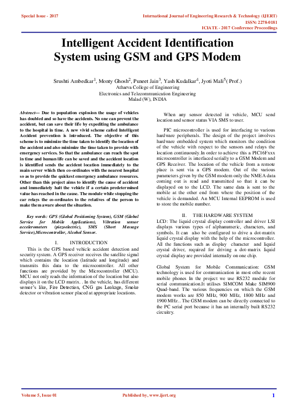 (PDF) Intelligent Accident Identification System using GSM and GPS Modem