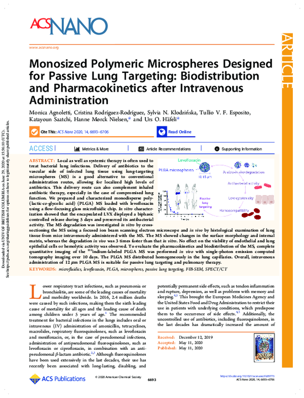 (PDF) Monosized Polymeric Microspheres Designed for Passive Lung ...