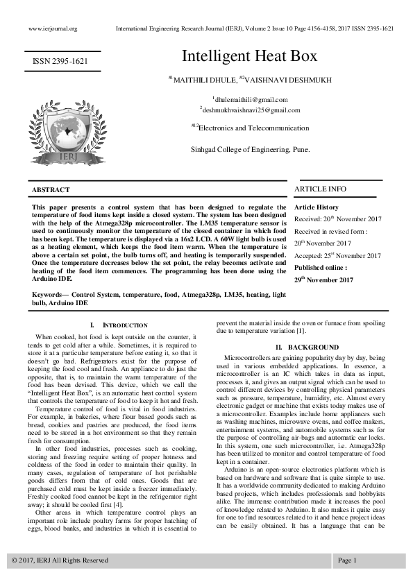 (PDF) Intelligent Heat Box