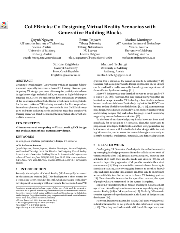 (PDF) CoLEBricks: Co-Designing Virtual Reality Scenarios with Generative Building Blocks