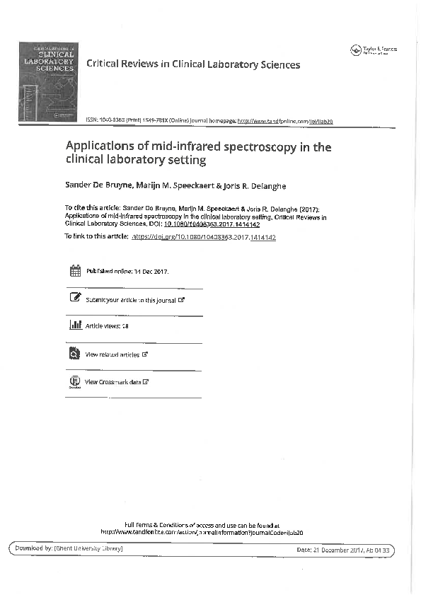 (PDF) Applications of mid-infrared spectroscopy in the clinical ...