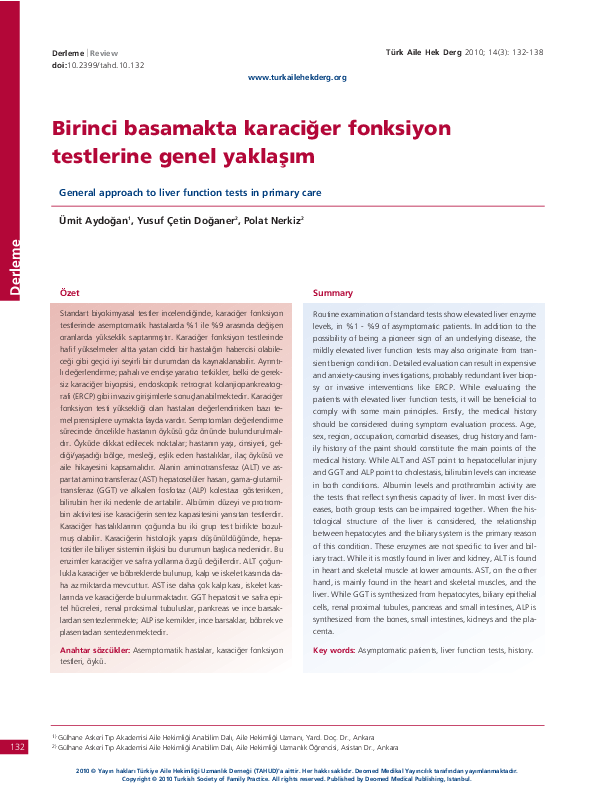 (PDF) General approach to liver function tests in primary care | Polat ...