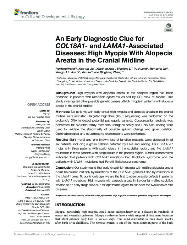 (PDF) An Early Diagnostic Clue for COL18A1- and LAMA1-Associated ...
