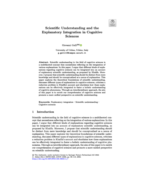 (PDF) Scientific Understanding and the Explanatory Integration in ...