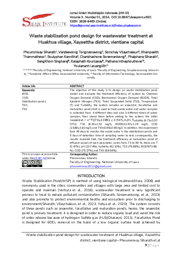 (PDF) Waste stabilization pond design for wastewater treatment at ...