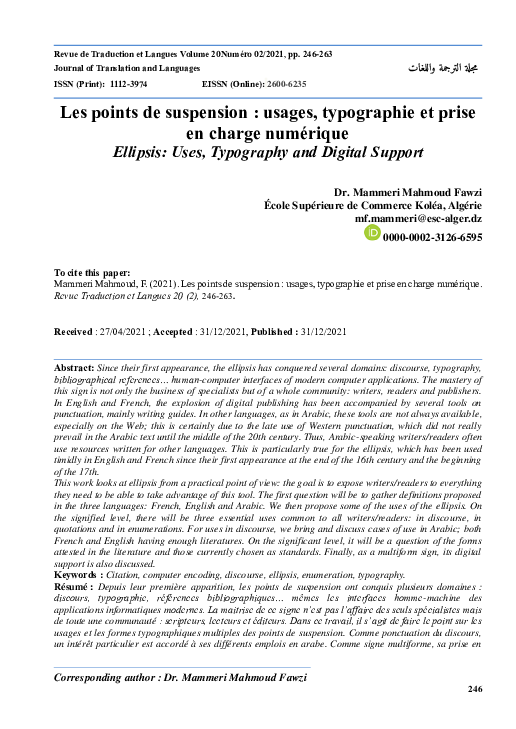 (PDF) Les points de suspension : usages, typographie et prise en charge ...