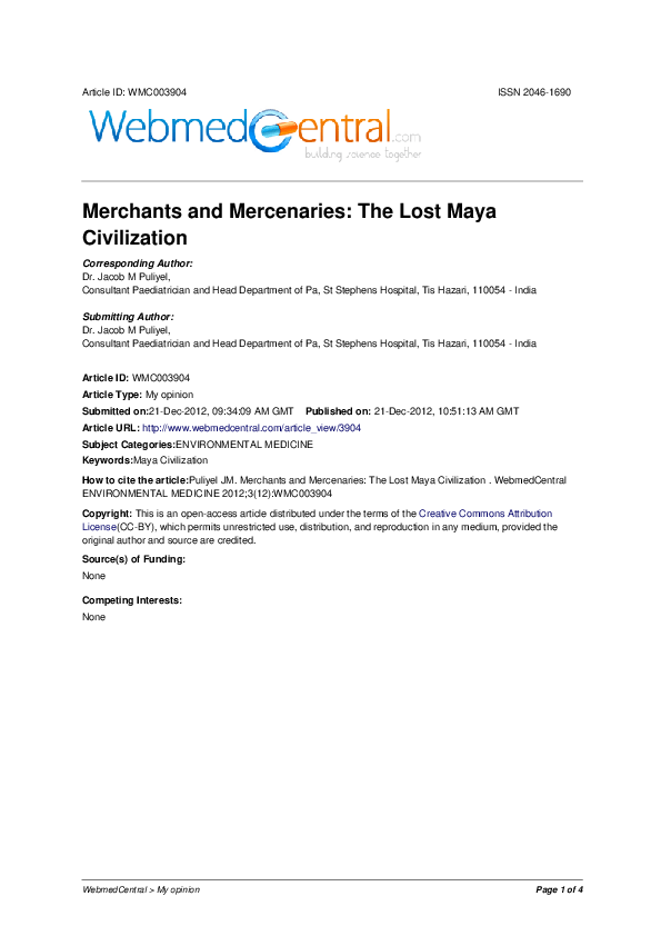 (PDF) Merchants And Mercenaries: The Lost Maya Civilization