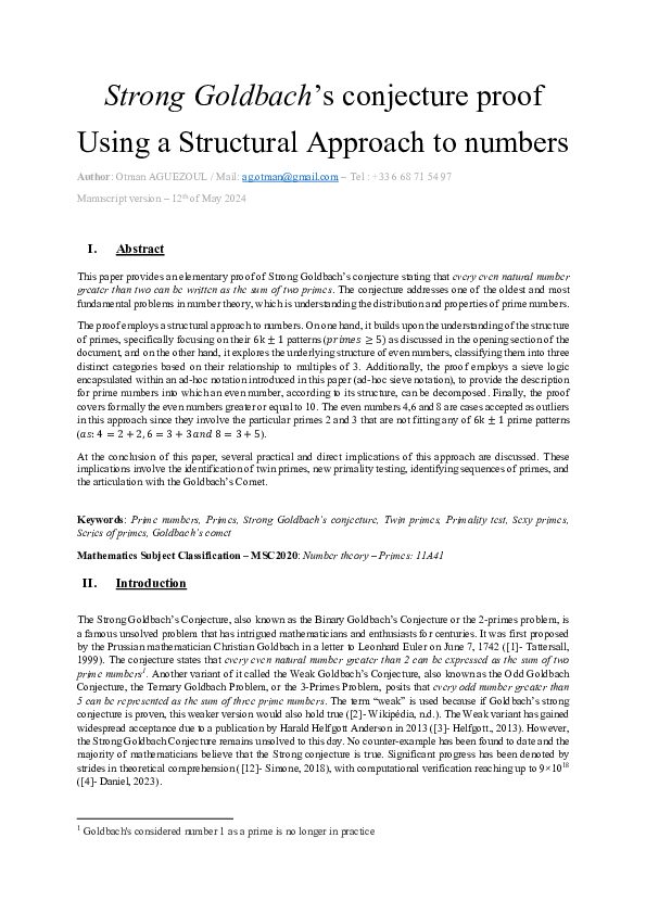 (PDF) Goldbach conjecture proof