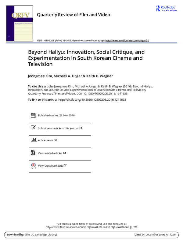 (PDF) BeyondHallyu: Innovation, Social Critique, and Experimentation in ...