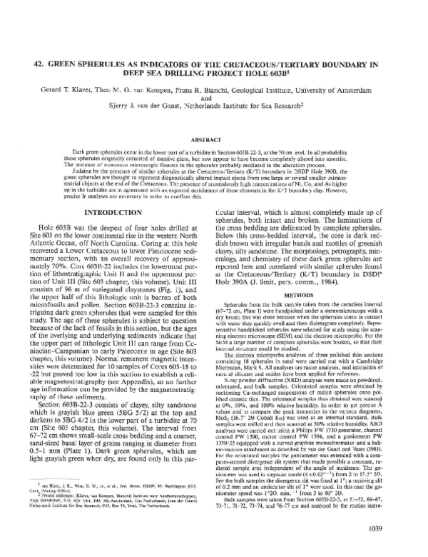 (PDF) Green Spherules as Indicators of the Cretaceous/Tertiary Boundary ...