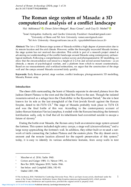 (PDF) The Roman siege system of Masada: a 3D computerized analysis of a ...