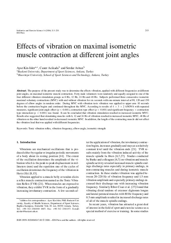 (PDF) Effects of vibration on maximal isometric muscle contraction at ...