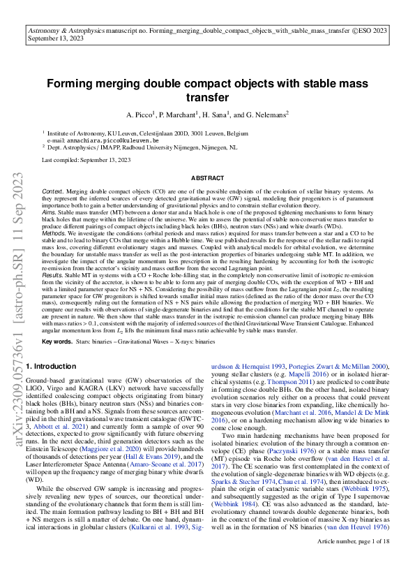 (PDF) Forming merging double compact objects with stable mass transfer